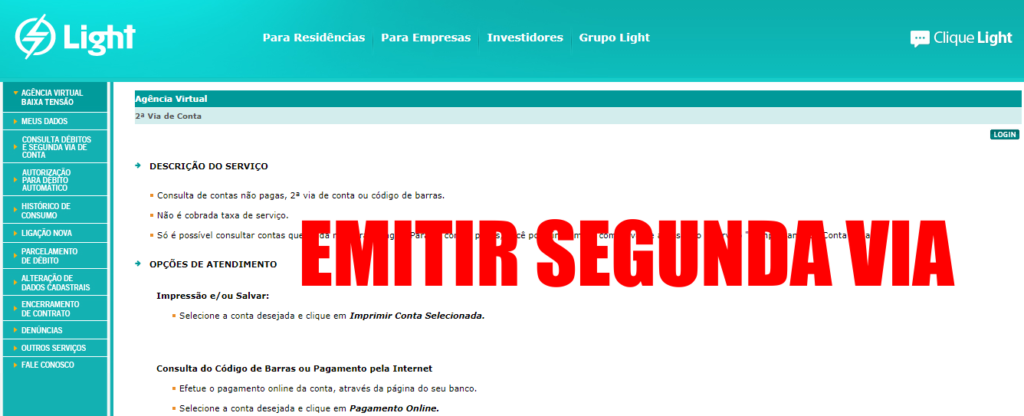 2 Via Conta Light Todos Os Servios Oferecidos Pela